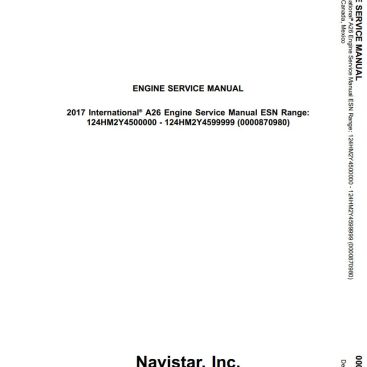 Navistar Truck A26 Engine Service and Diagnostic Manual