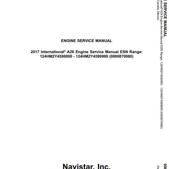 Navistar Truck A26 Engine Service and Diagnostic Manual