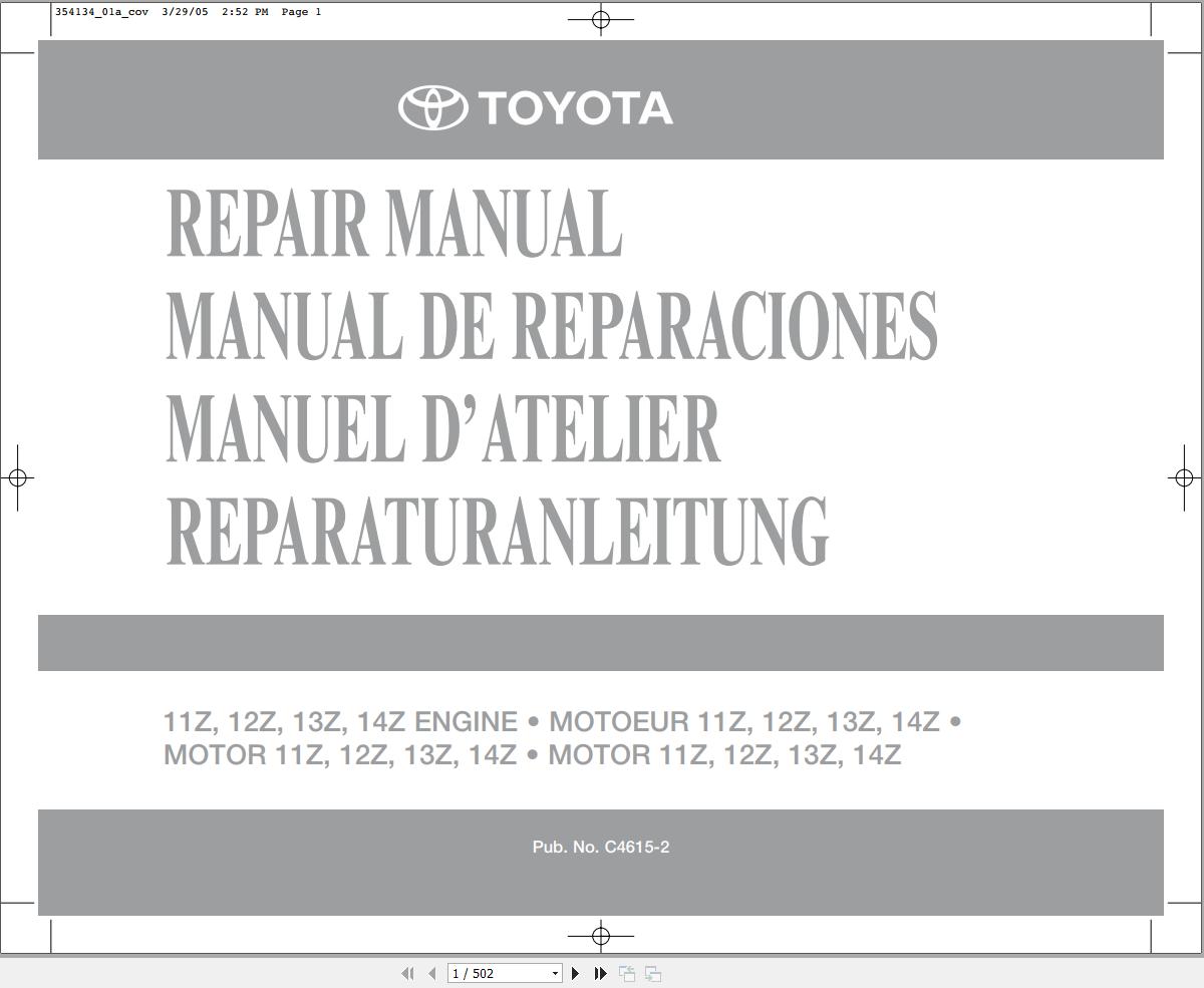 Toyota Engine 11Z 12Z 13Z 14Z Repair Manual EN DE ES LU