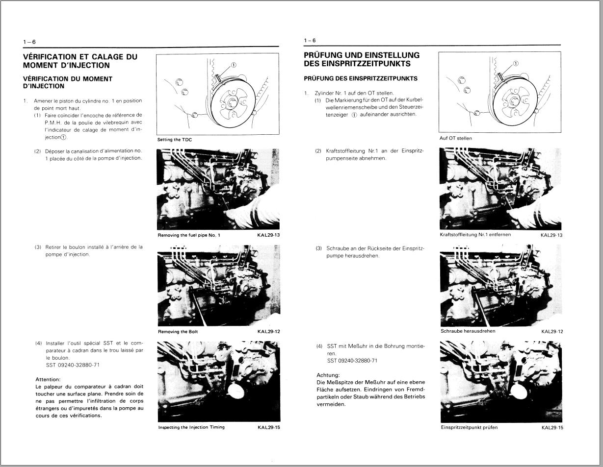 Toyota Engine 11Z 12Z 13Z 14Z Repair Manual EN DE ES LU