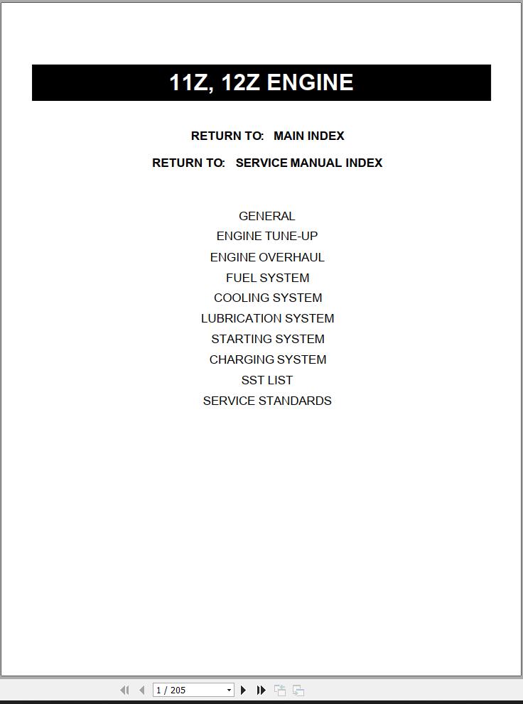 Toyota Engine 11Z 12Z Repair Manual