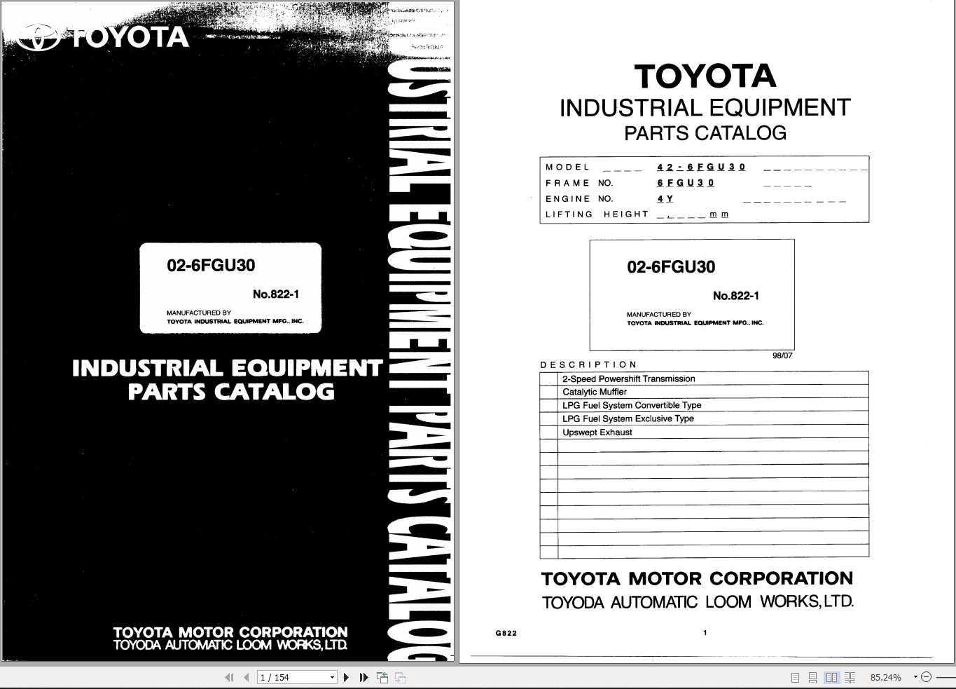 Toyota Forklift 02 6FDU30 Parts Catalog Toyota Forklift 02 6FDU30 Parts Catalog