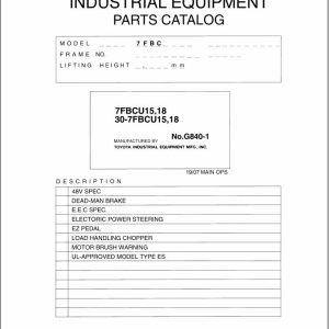 Toyota Forklift 9BRU18 9BRU23 9DRU13 9DRU15 Parts Catalog