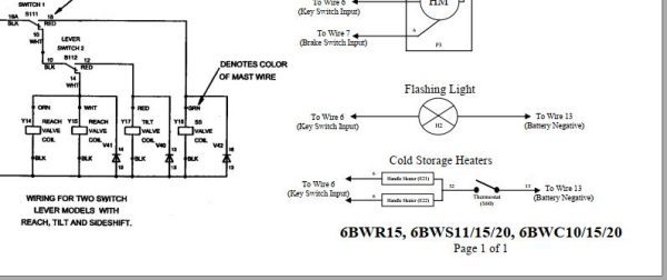 Toyota Forklift 6BWR15 to 6BWC20 Wiring Schematic