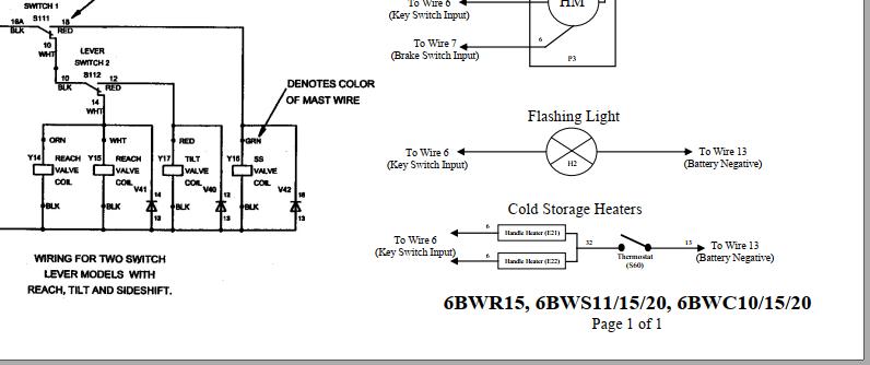 Toyota Forklift 6BWR15 to 6BWC20 Wiring Schematic