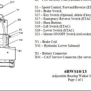 Toyota Forklift 6BWR15 to 6BWC20 Wiring Schematic