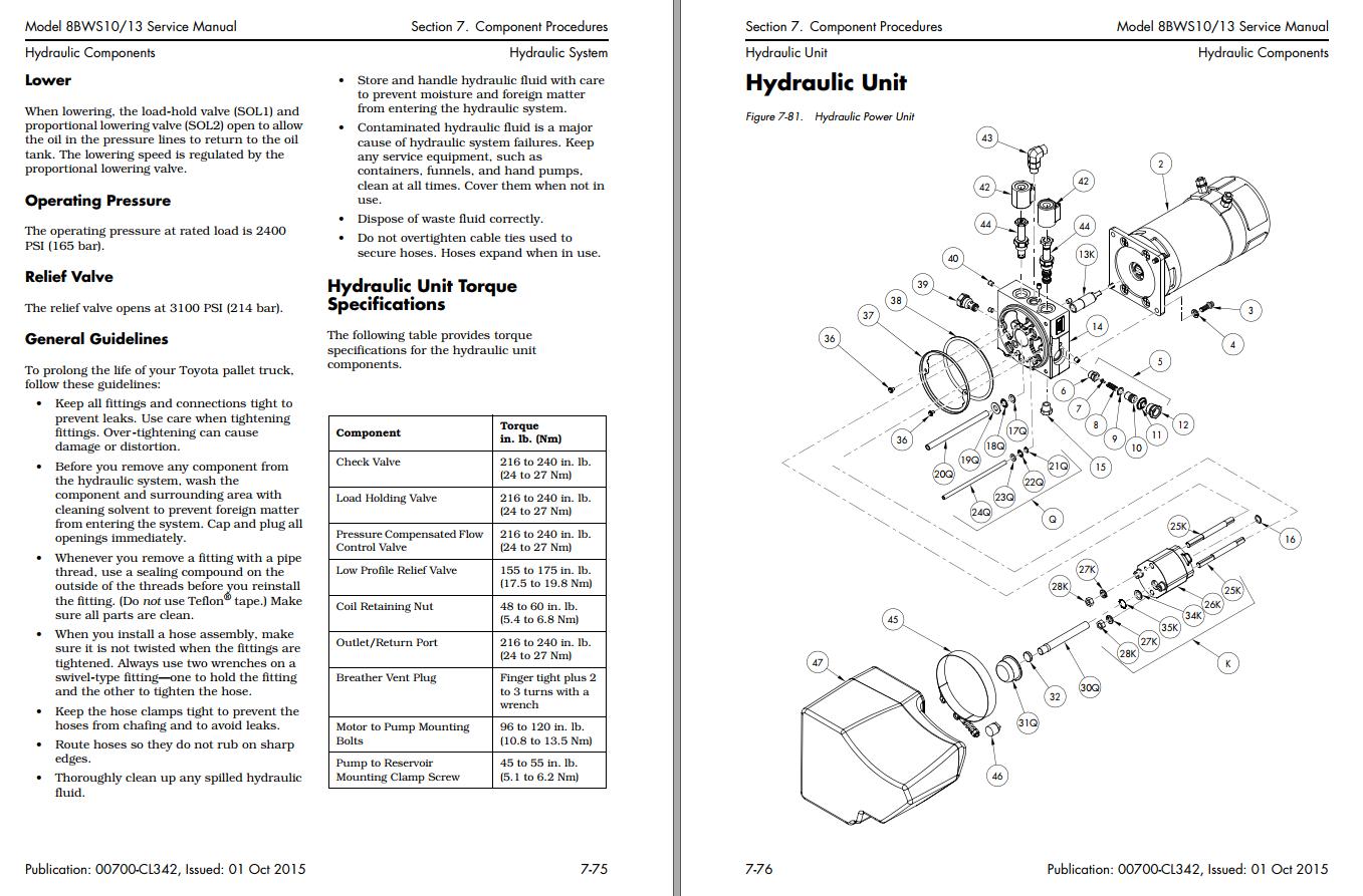 Toyota Forklift 8BWS10 8BWS13 Service Manual