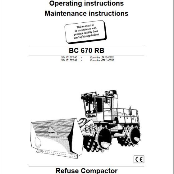 Bomag Machinery BC601RB BC601RS Instructions For Repair