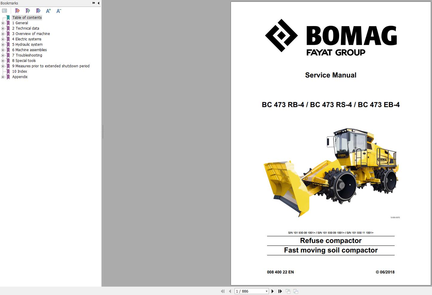 Bomag Machinery BC473 EB-4 Service Manual