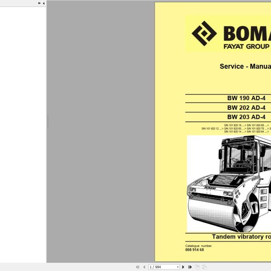 Bomag Machinery BW202AD-2 Instructions For Repair