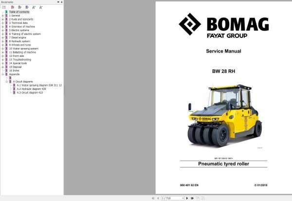 Bomag Machinery BW28RH Electric Training, Service Manual, Operating And ...