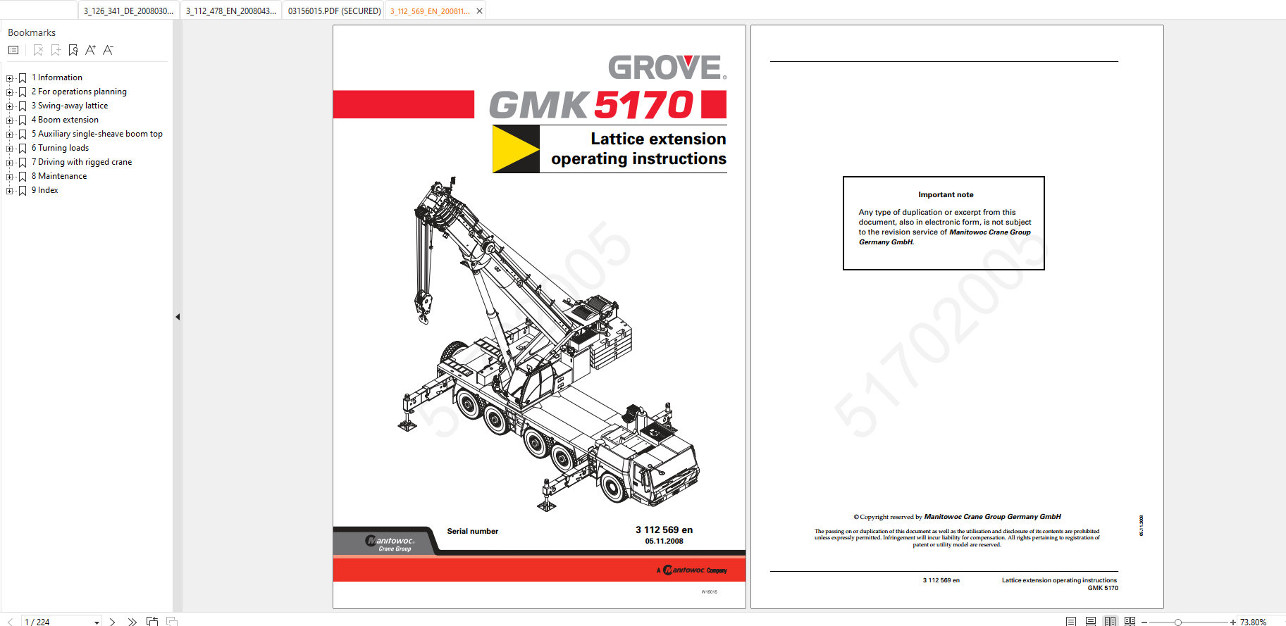 Grove GMK5170 Crane Shop Manual