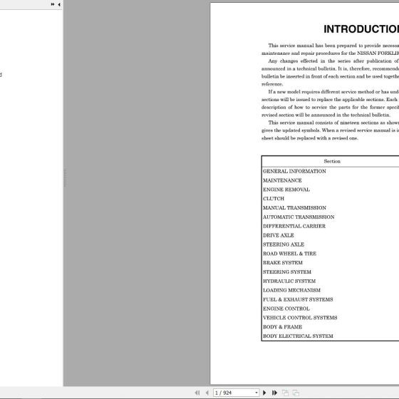 Nissan Forklift KH01 KH02 Service Manual SM3E-KH12G0 1993