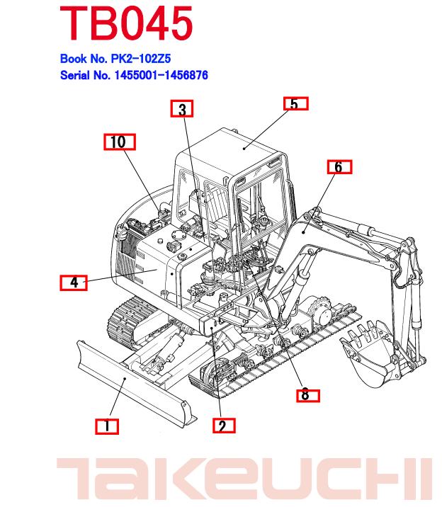 Takeuchi Excavator TB045 Workshop Parts Operators Manual