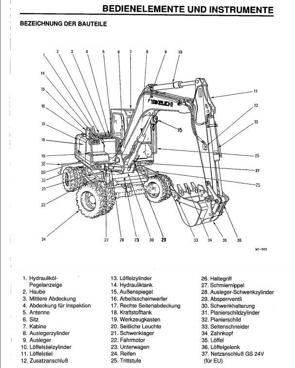 Takeuchi Excavator TB070W Operators Parts Manual DE EN