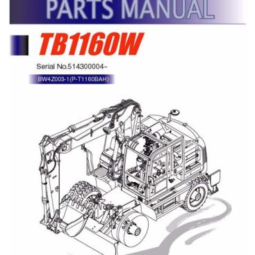 Takeuchi Excavator TB1160W Operators Parts Workshop Manual