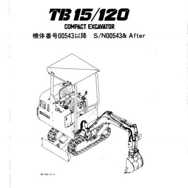 Takeuchi Excavator TB15 Operators Parts Workshop Manual