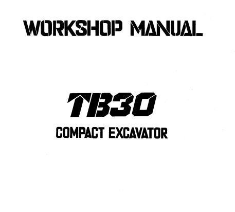 Takeuchi Excavator TB300 Workshop Manual