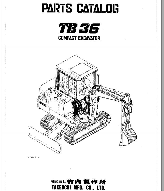 Takeuchi Excavator TB36 Operators Parts Workshop Manual DE EN
