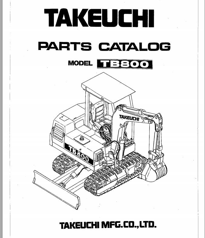 Takeuchi Excavator TB800 Parts Manual