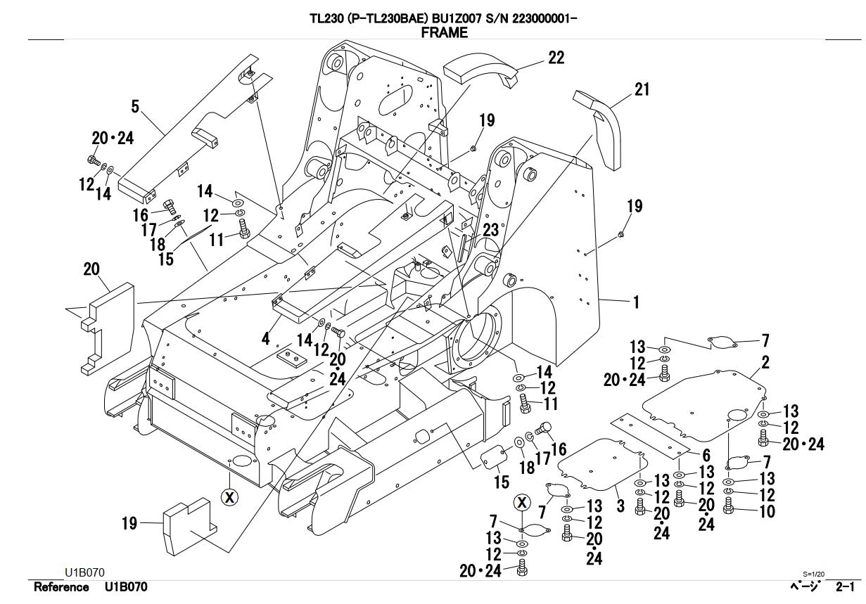 Takeuchi Loader TL220 to TL250 Workshop Parts Operators Manual IT EN