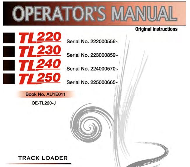 Takeuchi Track Loader TL220 TL230 TL240 TL250 Operator Parts Workshop ...