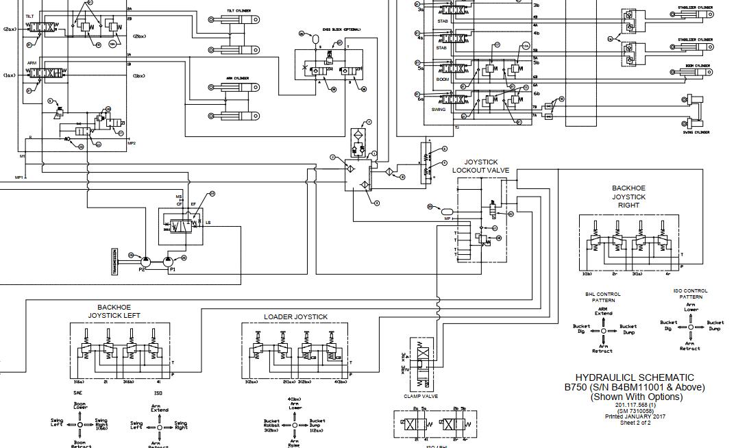 Bobcat Backhoe Loader B750 Electrical and Hydraulic Schematic