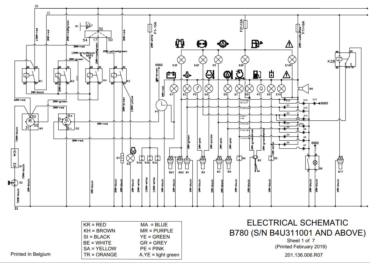 Bobcat Backhoe Loader B780 Electrical and Hydraulic Schematic