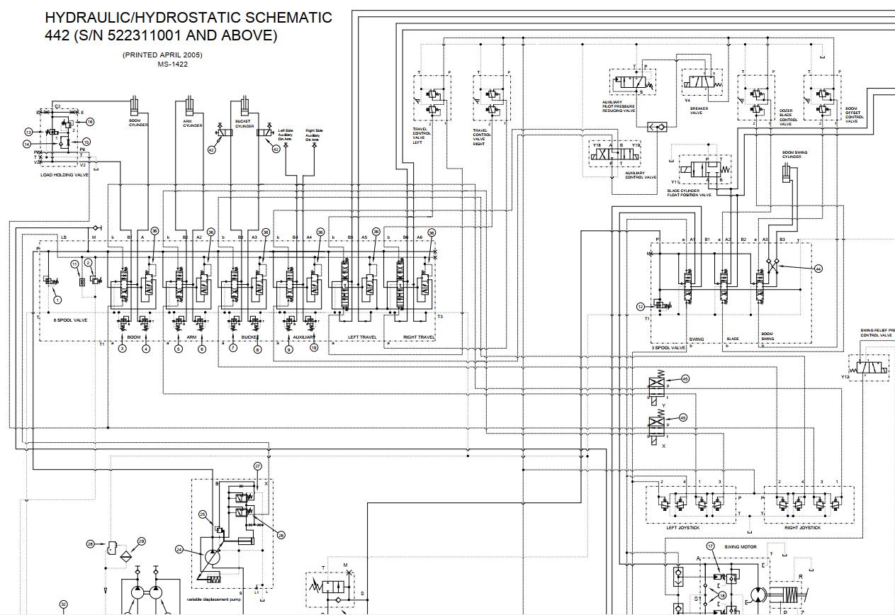 Bobcat Excavator 442 Electrical and Hydraulic Schematic
