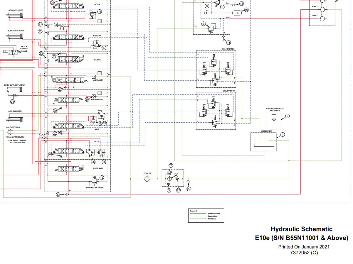 Bobcat Excavator E10e Electrical and Hydraulic Schematic