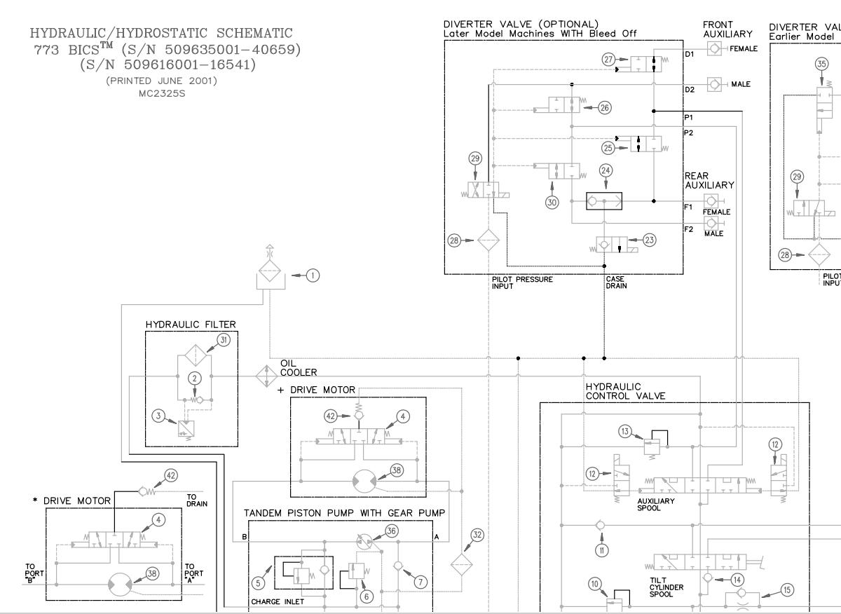 Bobcat Loader 773 Electrical and Hydraulic Schematic