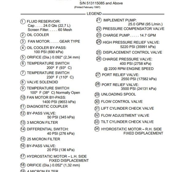 Bobcat Loader 963 Electrical and Hydraulic Schematic