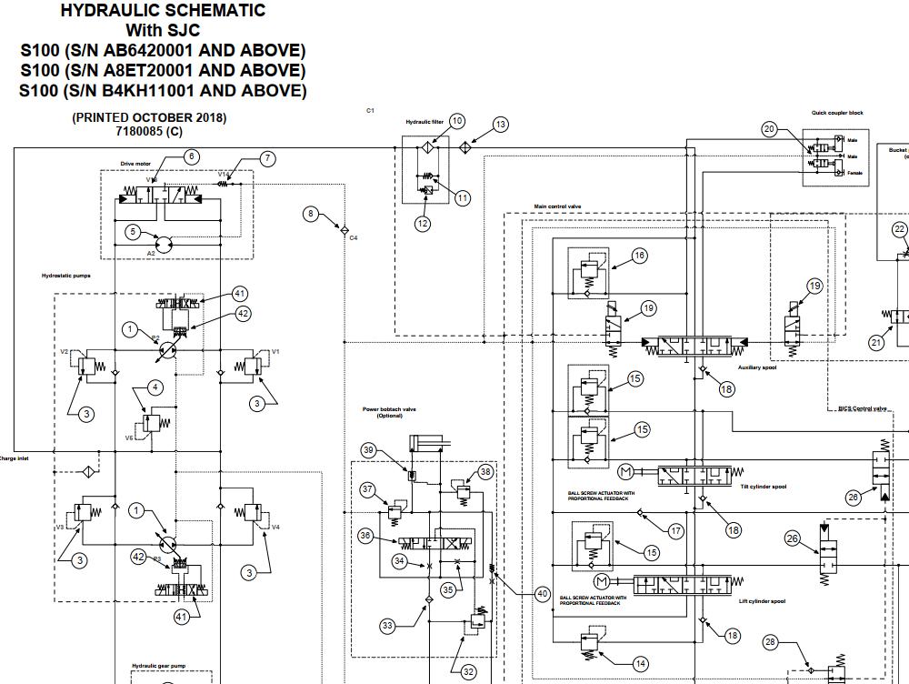 Bobcat Loader S100 Electrical and Hydraulic Schematic