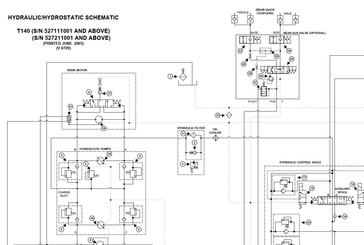 Bobcat Loader T140 Electrical and Hydraulic Schematic