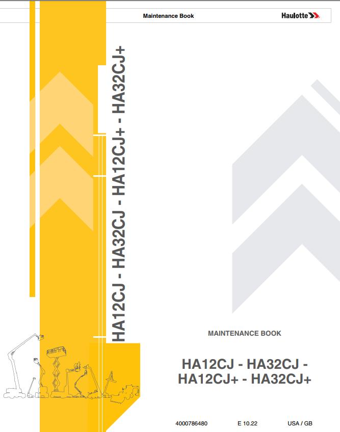 Haulotte Articulating Boom Lift HA12CJ to HA33CJ+ Maintenance Book