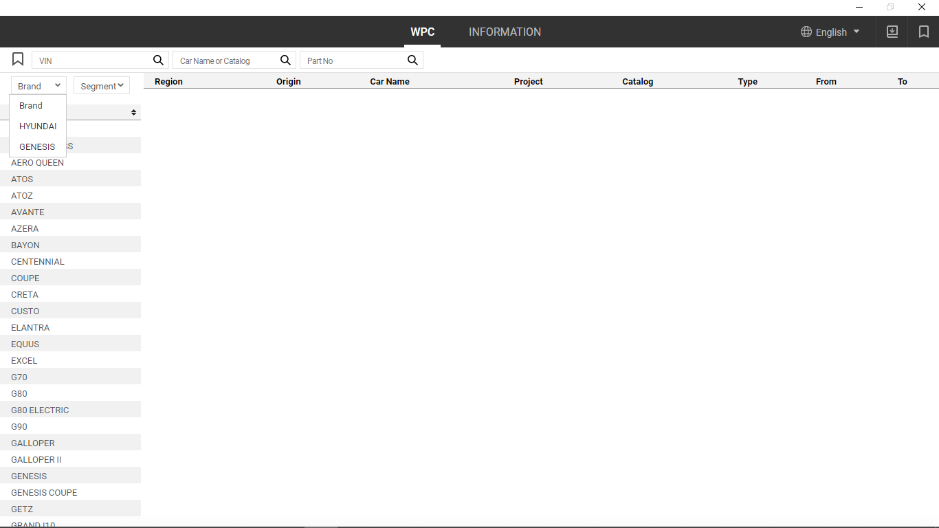 Hyundai Genesis EPC Spare Parts List Online Tool