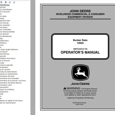 John Deere Bunker Rake 1200 Hydro Operator's Manual EN ES