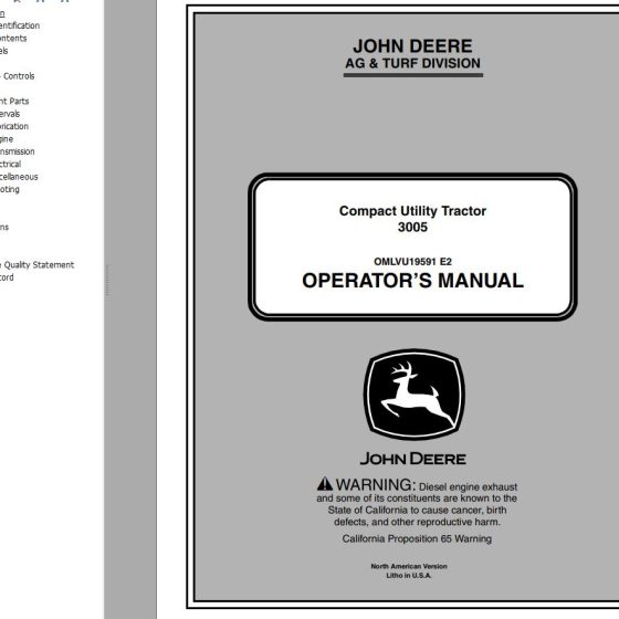 John Deere Compact Utility Tractor 3320 3520 3720 Operator's Manual