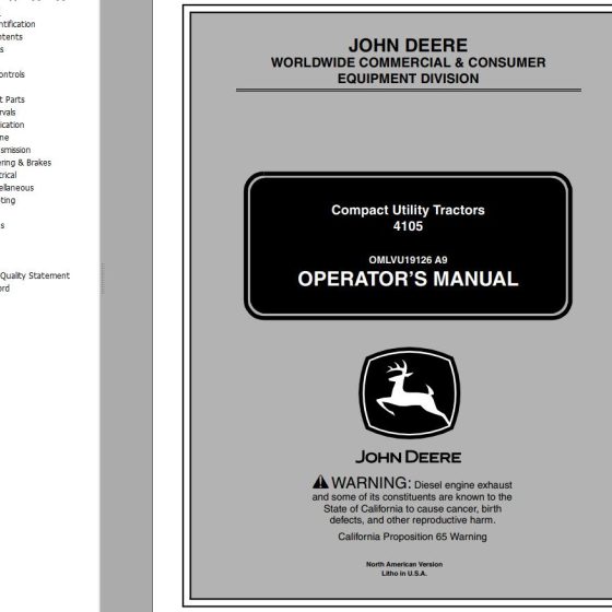 John Deere Compact Utility Tractor 4005 Operator's Manual