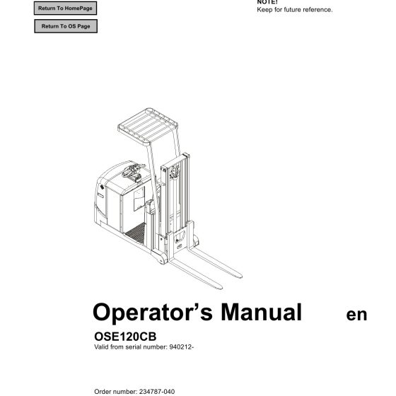 BT Forklift OSE120 OSE120P OSE250 OSE250P Service Manual