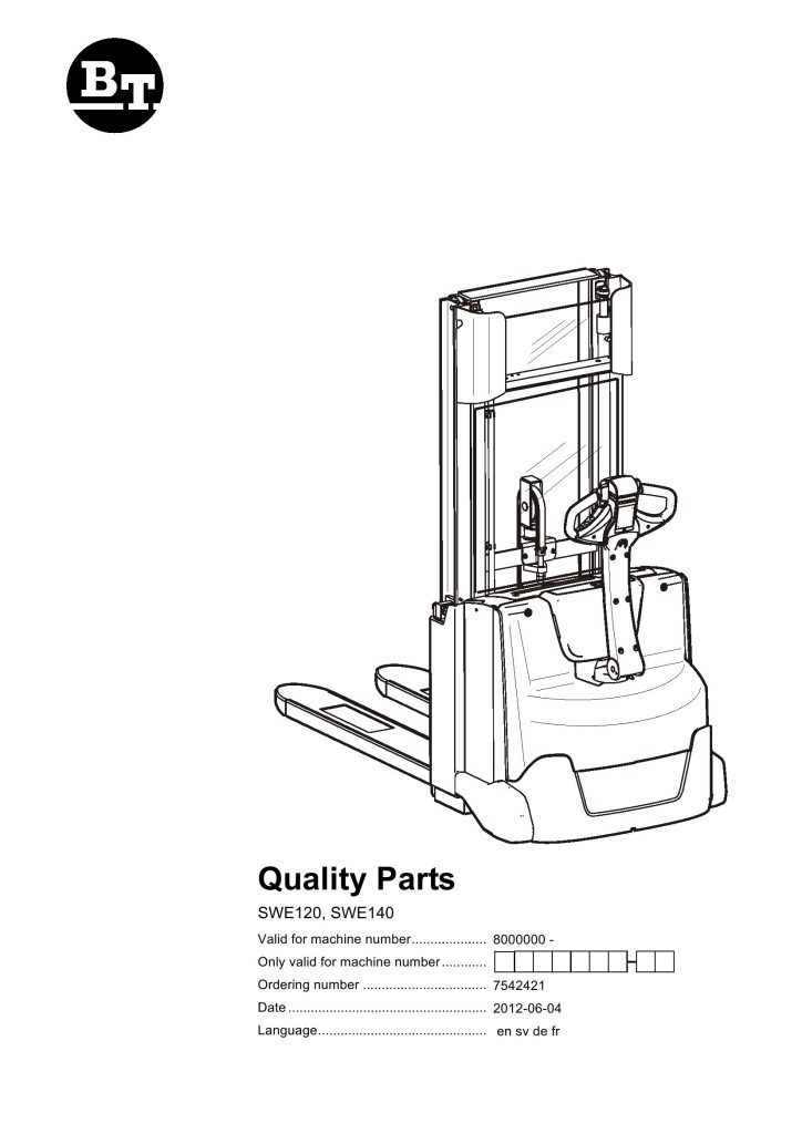 BT Forklift SWE120 SWE140 Parts Catalog