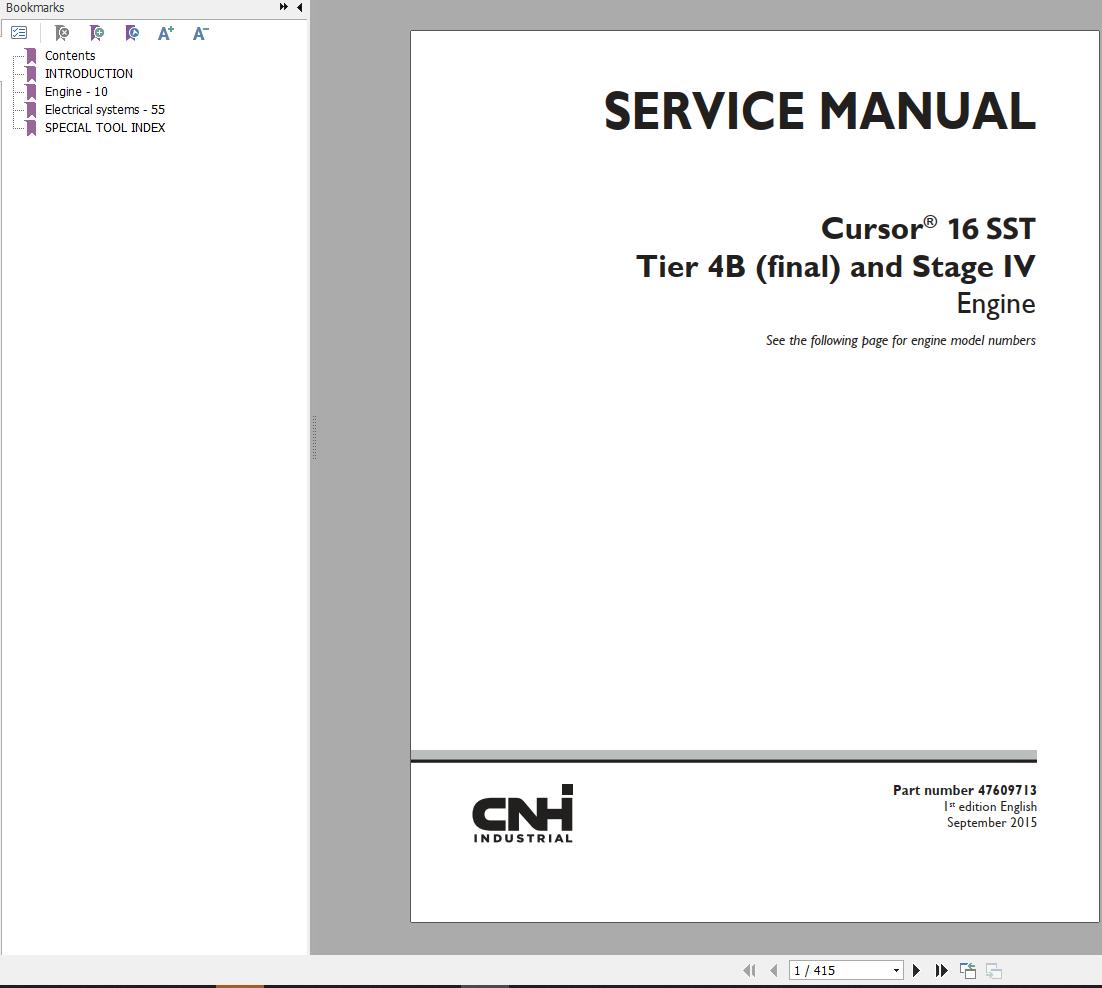 CNH Engine Curson 16 SST Tier 4B Stage IV Service Manual 47609713