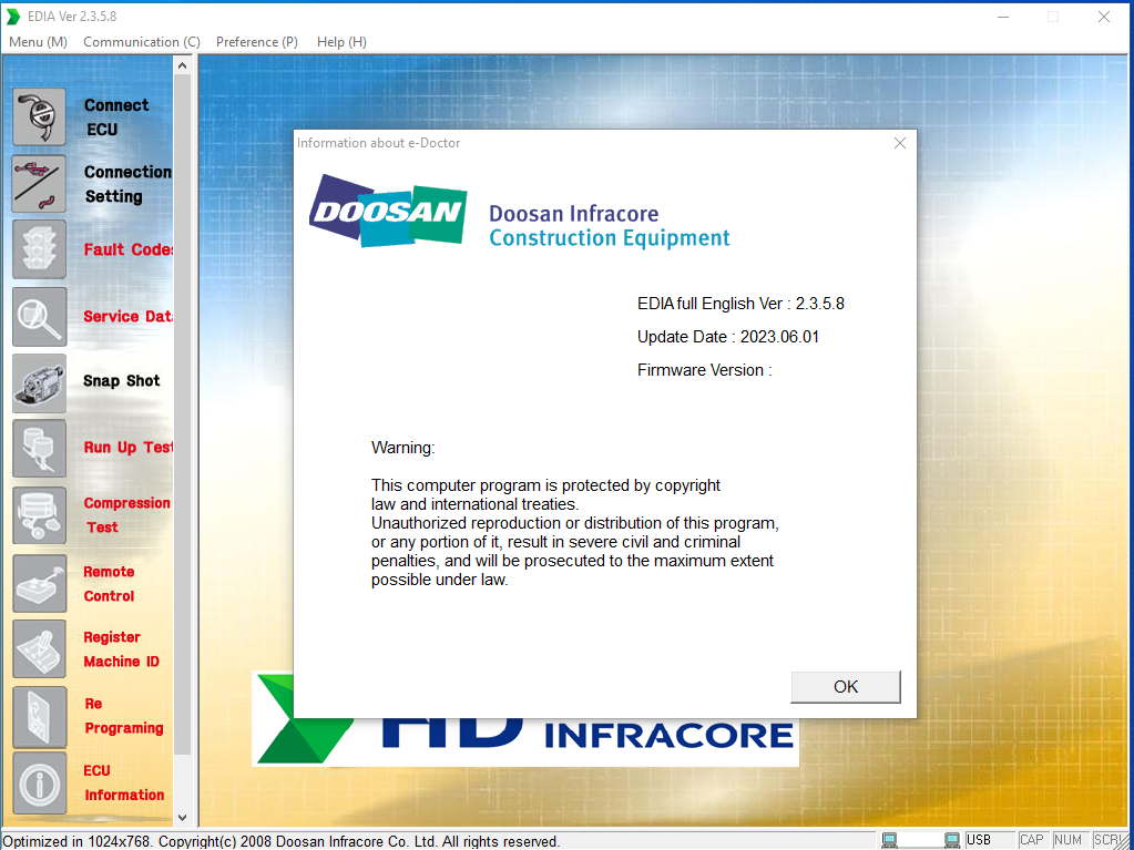 Doosan Diagnostic Tool E-Doctor Engine 2.3.5.8 EDIA 2023 Install By Remote How To Install Guide ...