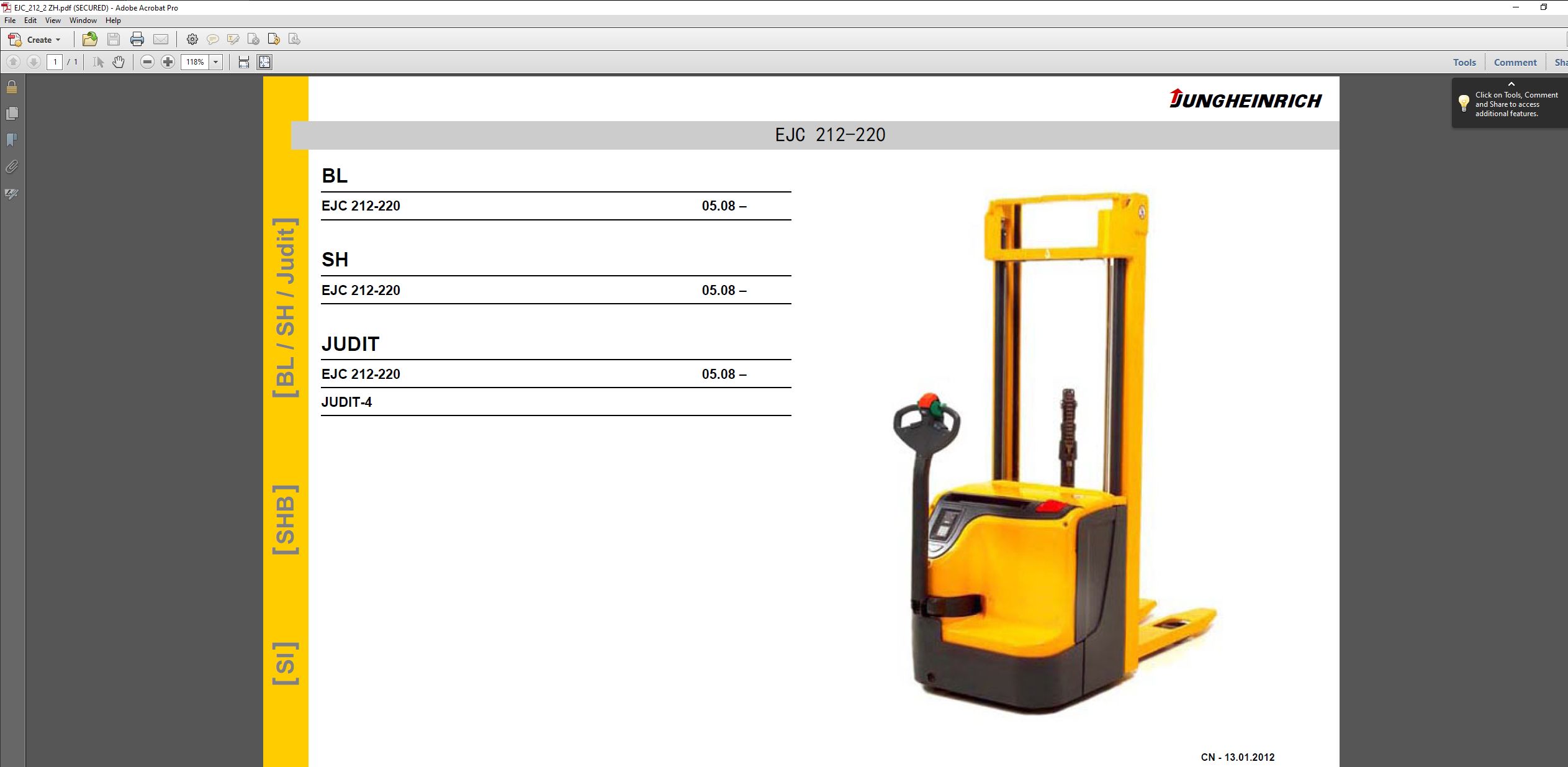 JUNGHEINRICH SH v4.36 CN01-CN16 04.2023 Service Information How To ...