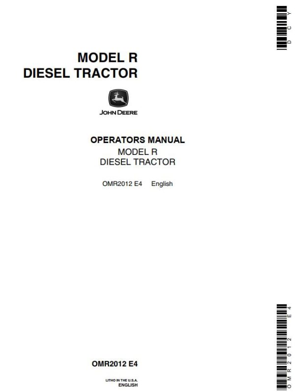 John Deere Diesel Tractor R Operators Manual