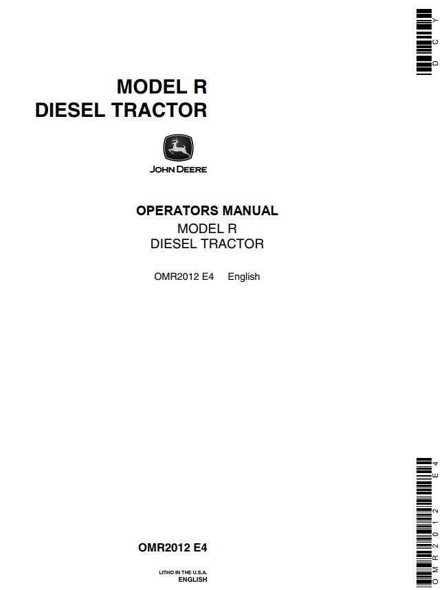 John Deere Diesel Tractor R Operators Manual