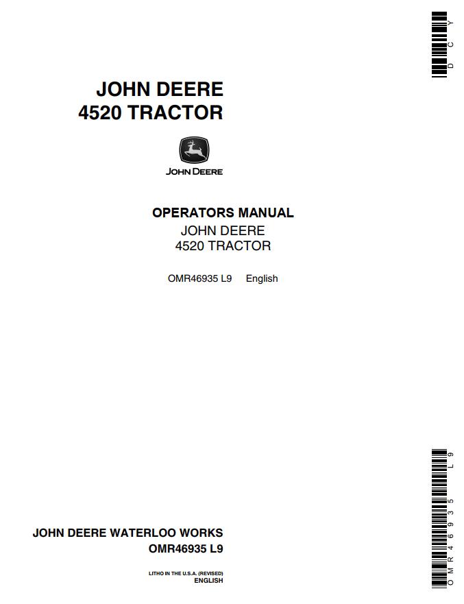 John Deere Tractor 4520 Operators Manual