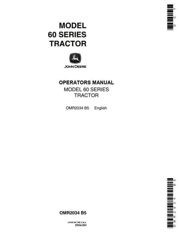 John Deere Tractor 60 Series Operators Manual