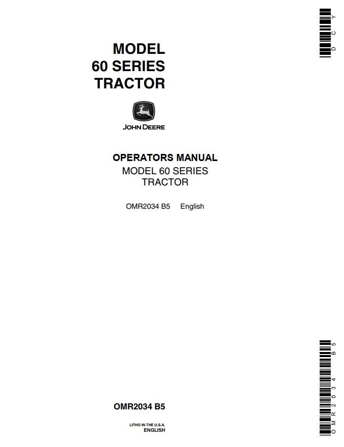 John Deere Tractor 60 Series Operators Manual