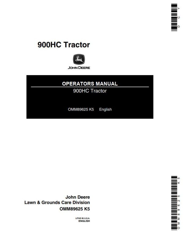 John Deere Tractor 900HC Operators Manual